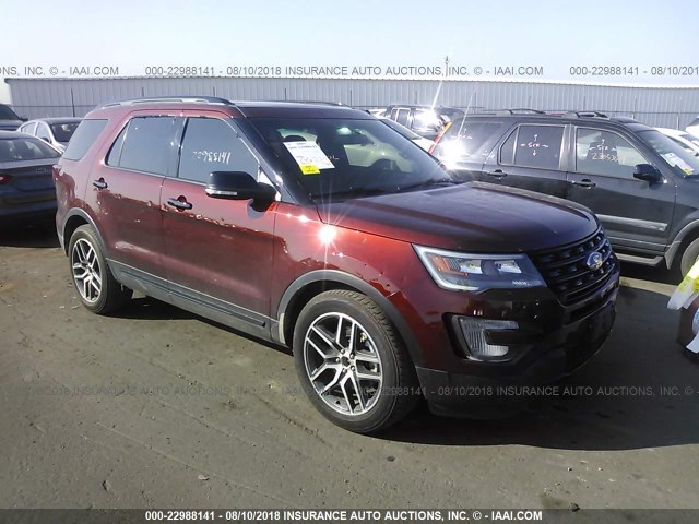 1FM5K8GT9GGB52323 - 2016 FORD EXPLORER SPORT, MAROON - price history ...